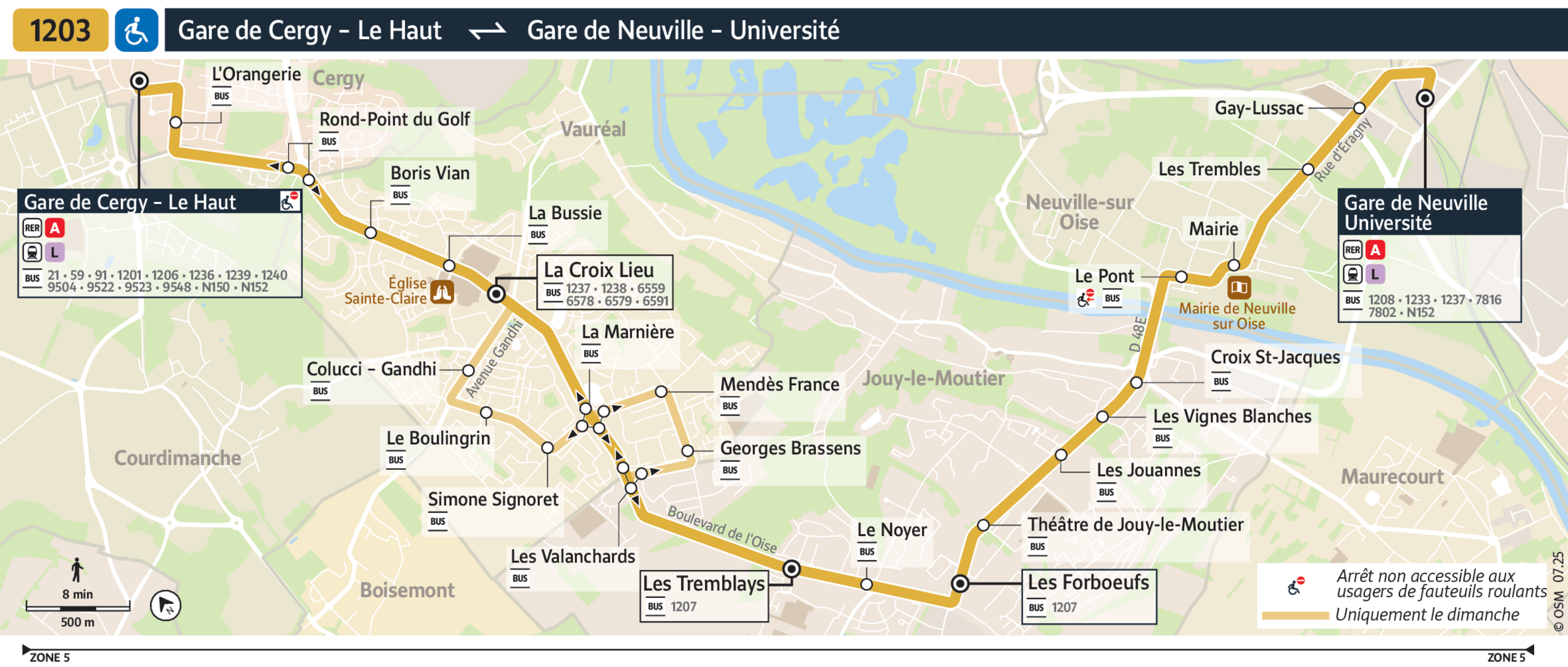 Bus Ligne 1203 : plan, arrêts et horaires en temps réel | Bonjour RATP
