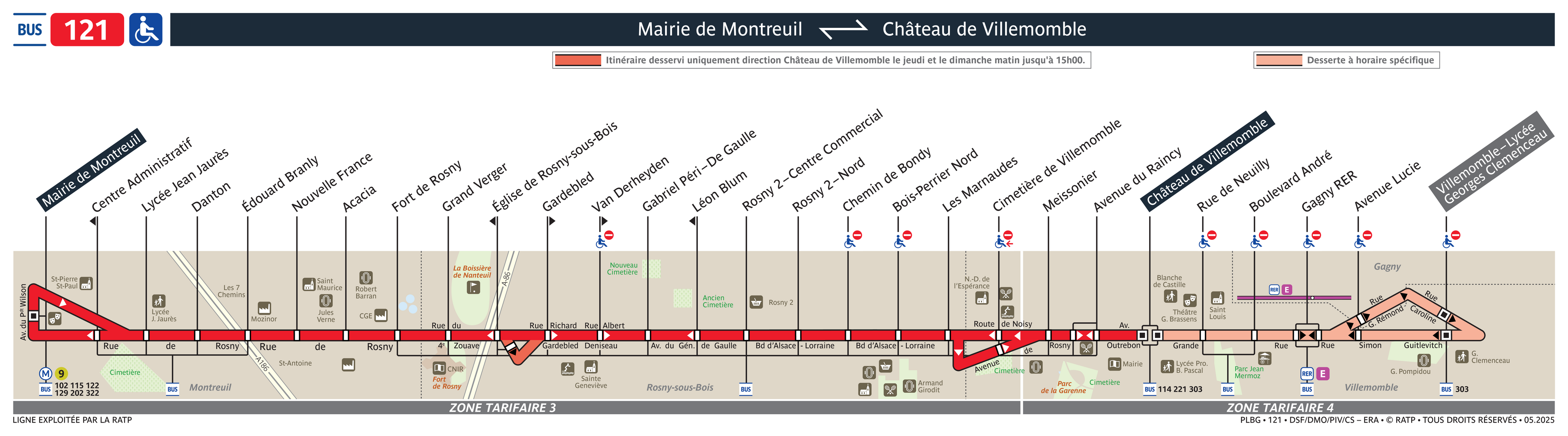 Bus Line 121: map, stops, and real-time schedules | Bonjour RATP