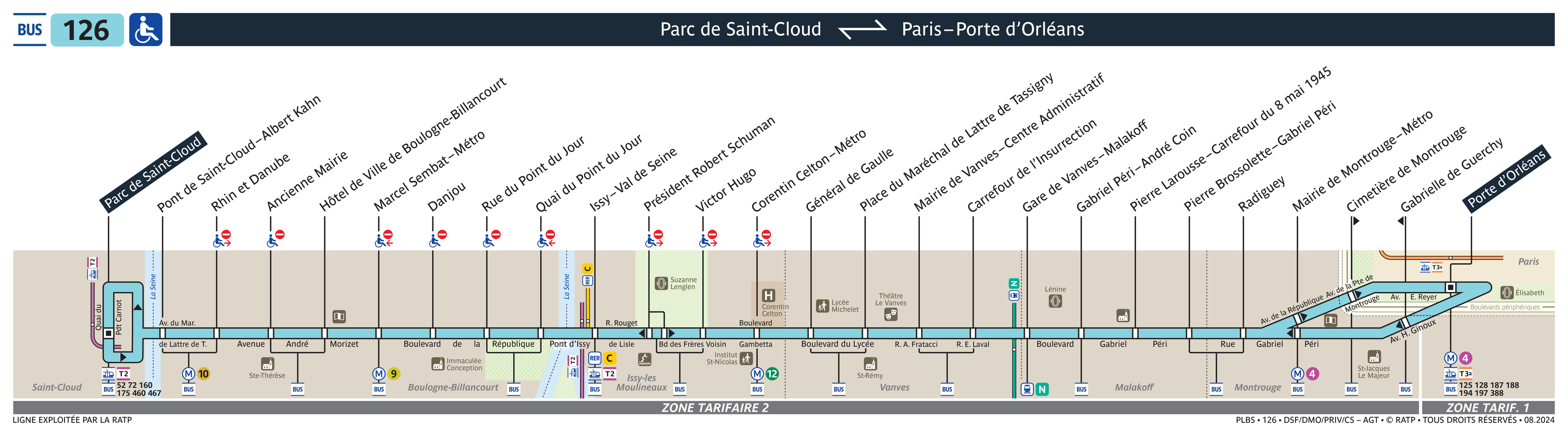 Bus Line 126: map, stops, and real-time schedules | Bonjour RATP