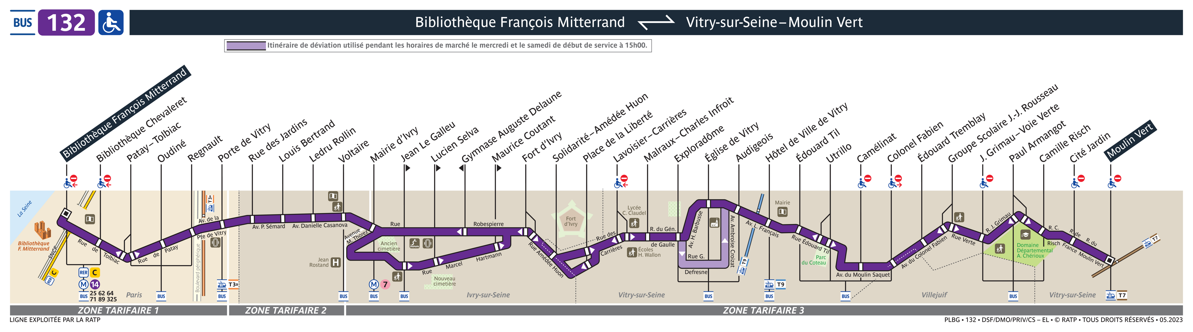 Bus Ligne 132 : plan, arrêts et horaires en temps réel | Bonjour RATP