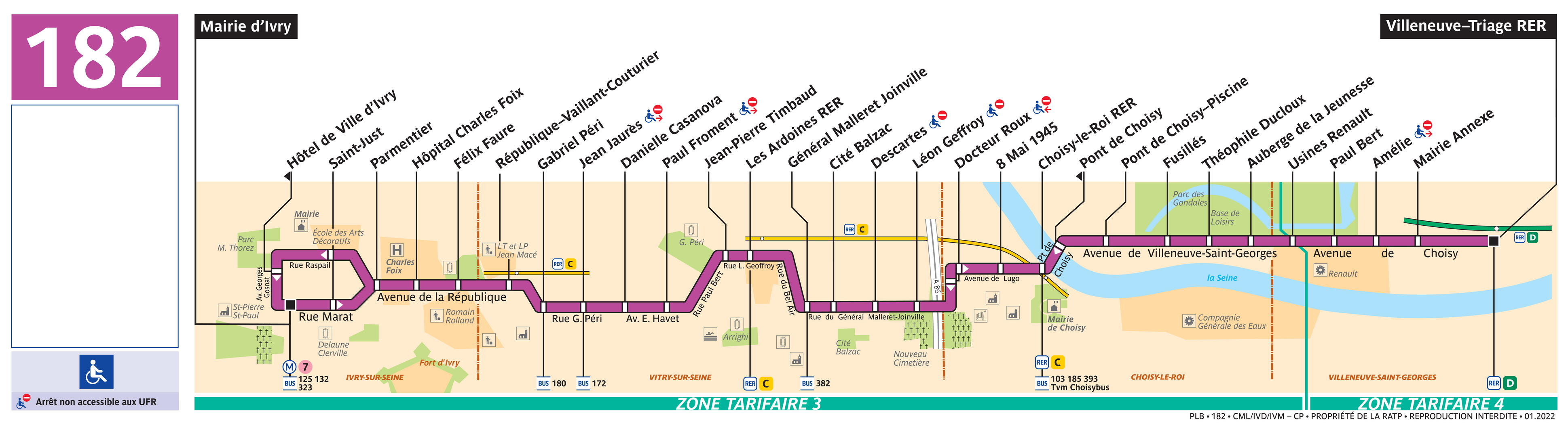 Bus Ligne 182 : plan, arrêts et horaires en temps réel | Bonjour RATP