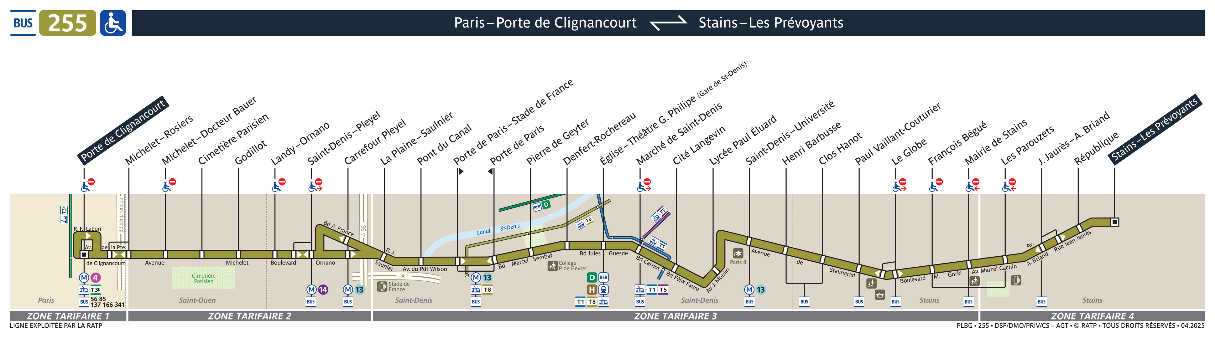 Bus Ligne 255 : plan, arrêts et horaires en temps réel | Bonjour RATP