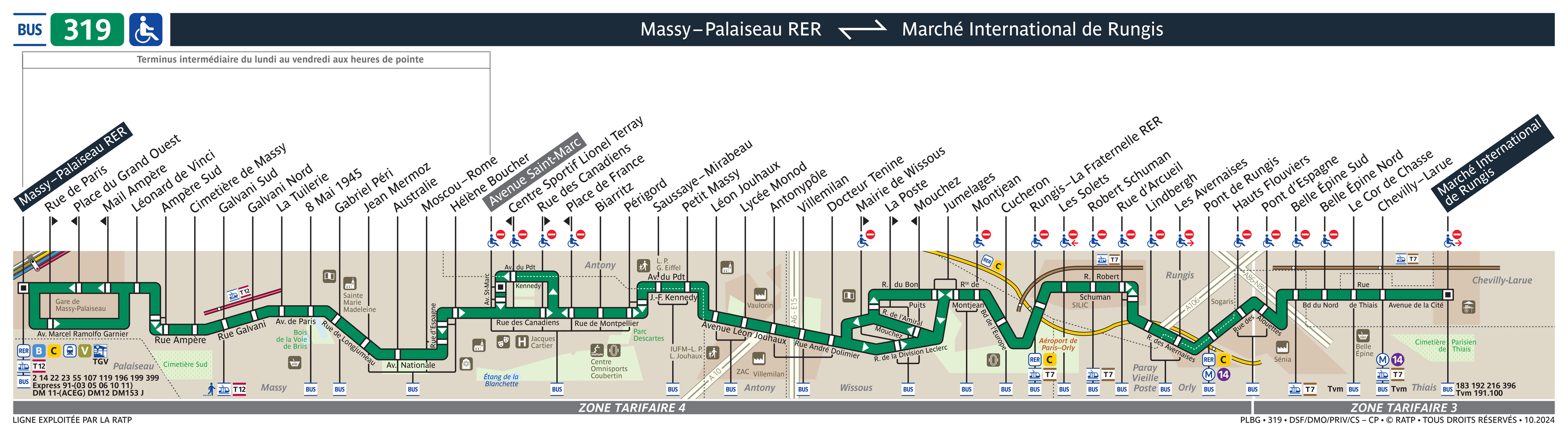 Bus Ligne 319 : plan, arrêts et horaires en temps réel | Bonjour RATP