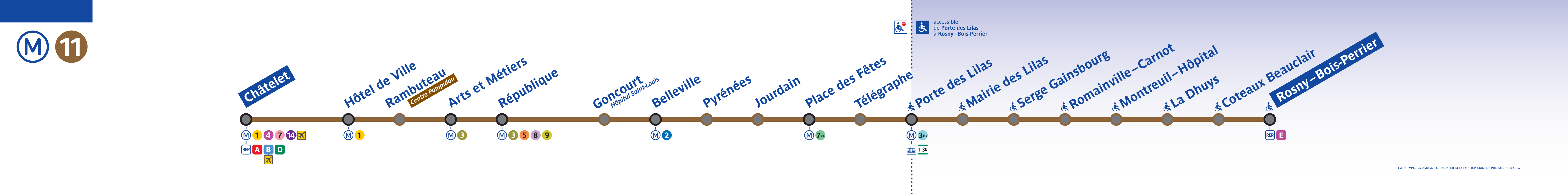 Metro Line 11: map, stops, and real-time schedules | Bonjour RATP