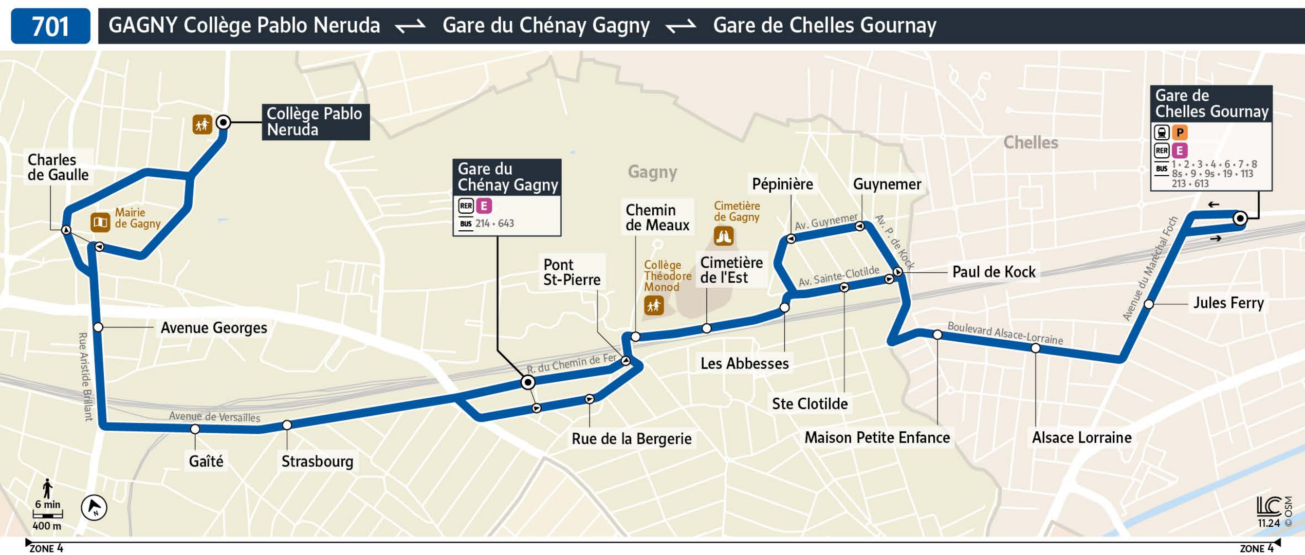 Bus Ligne 701 : plan, arrêts et horaires en temps réel | Bonjour RATP