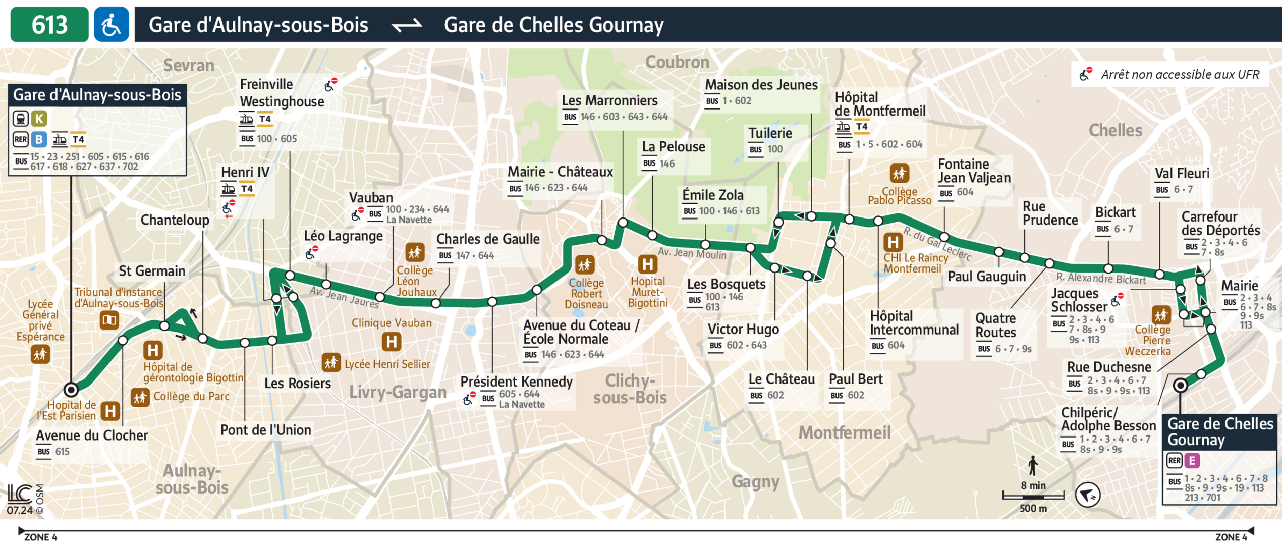 Bus Ligne 613 : plan, arrêts et horaires en temps réel | Bonjour RATP