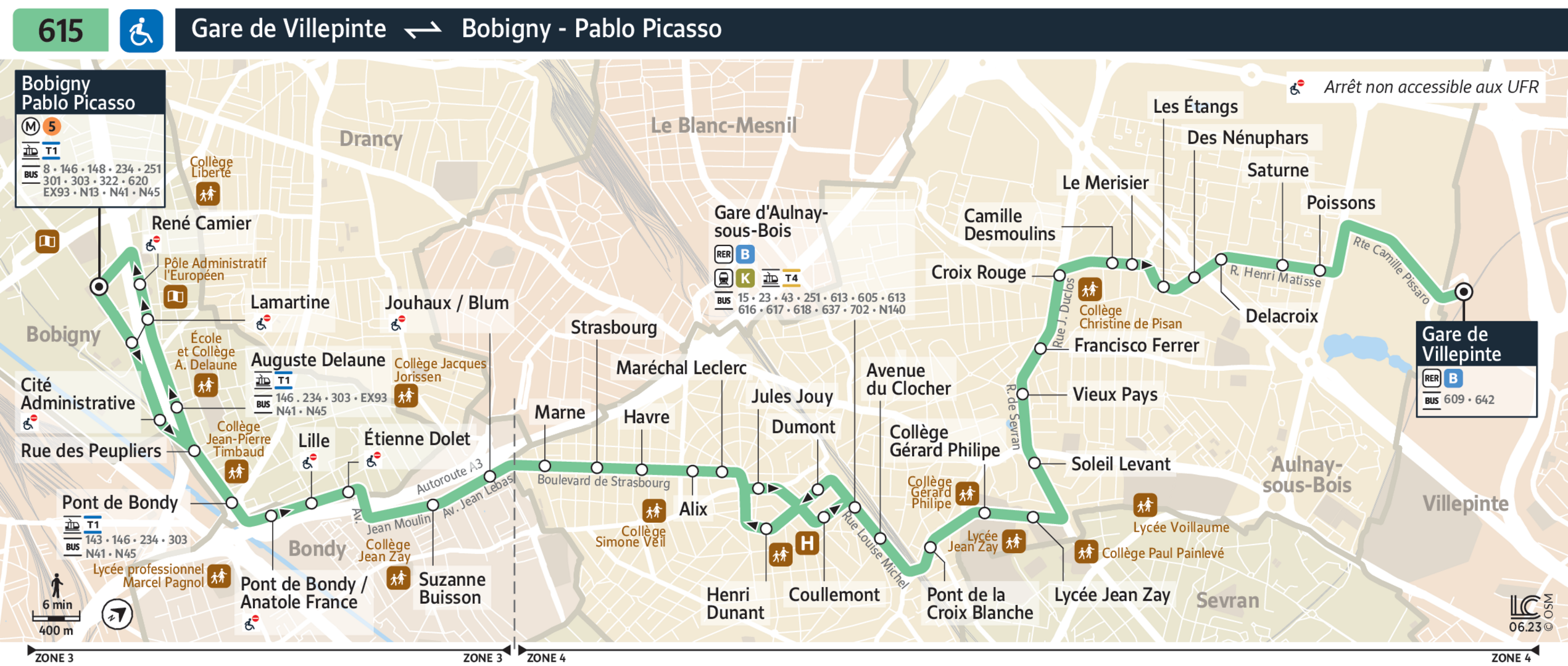Tracé de la ligne de Bus 615