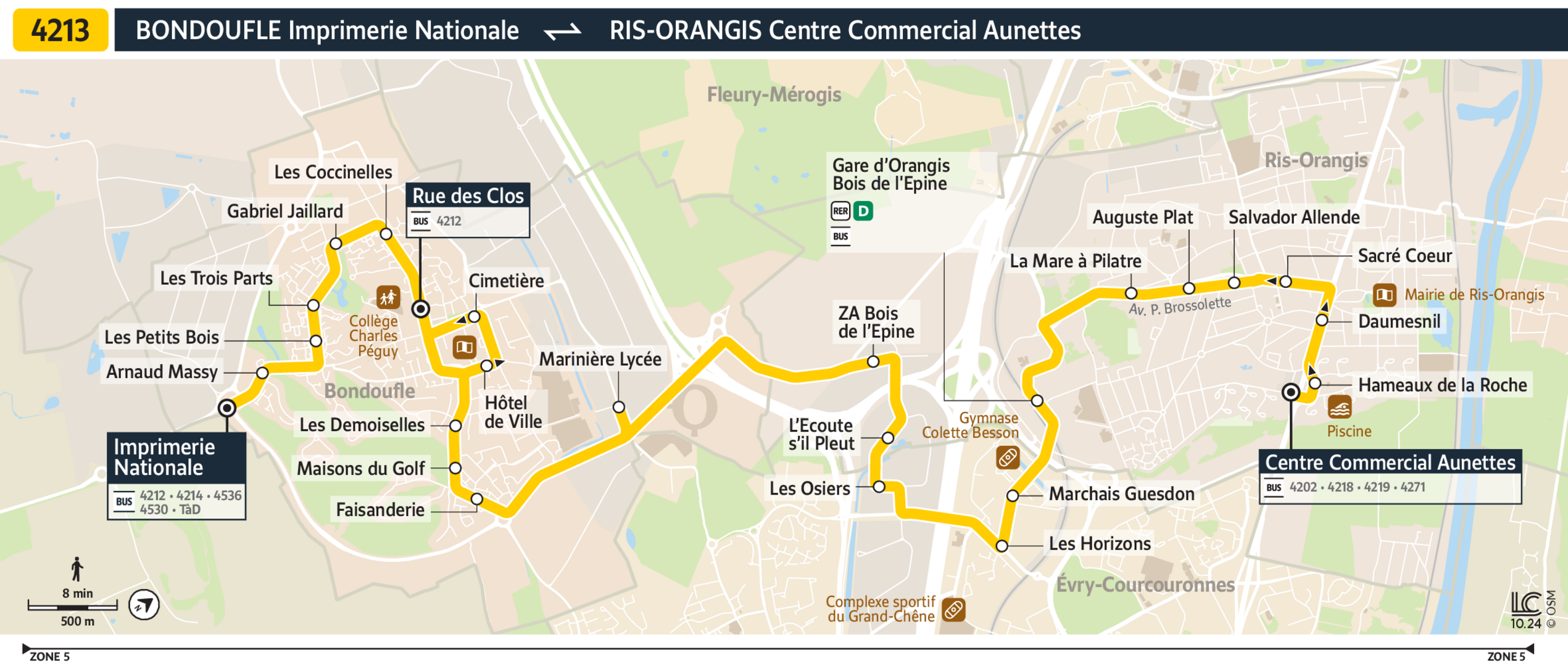 Bus Ligne 4213 : plan, arrêts et horaires en temps réel | Bonjour RATP