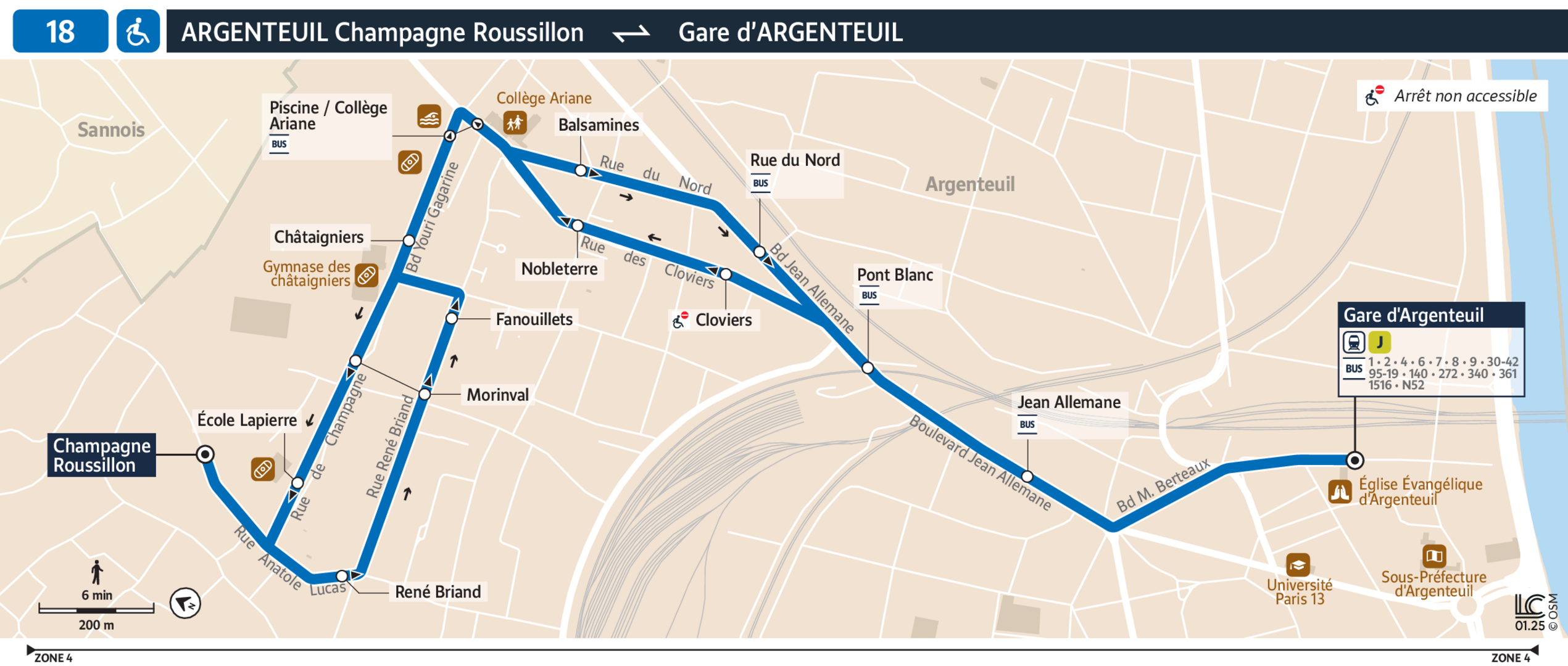 Tracé de la ligne de Bus 18