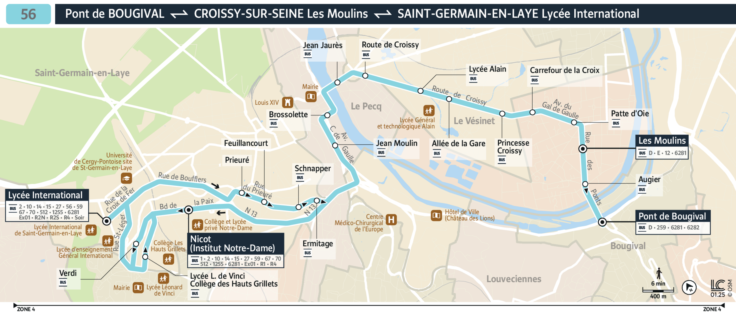 Bus Line 56: map, stops, and real-time schedules | Bonjour RATP