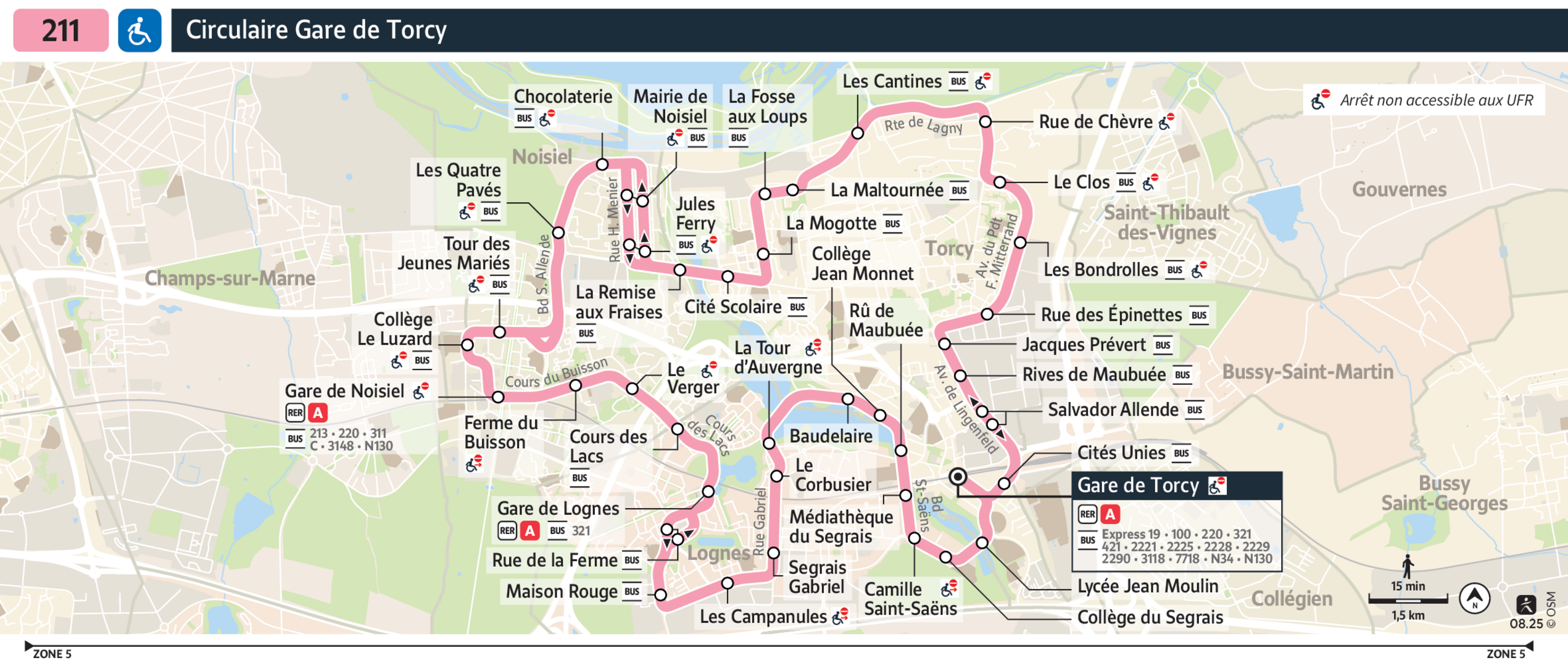 Tracé de la ligne de Bus 211