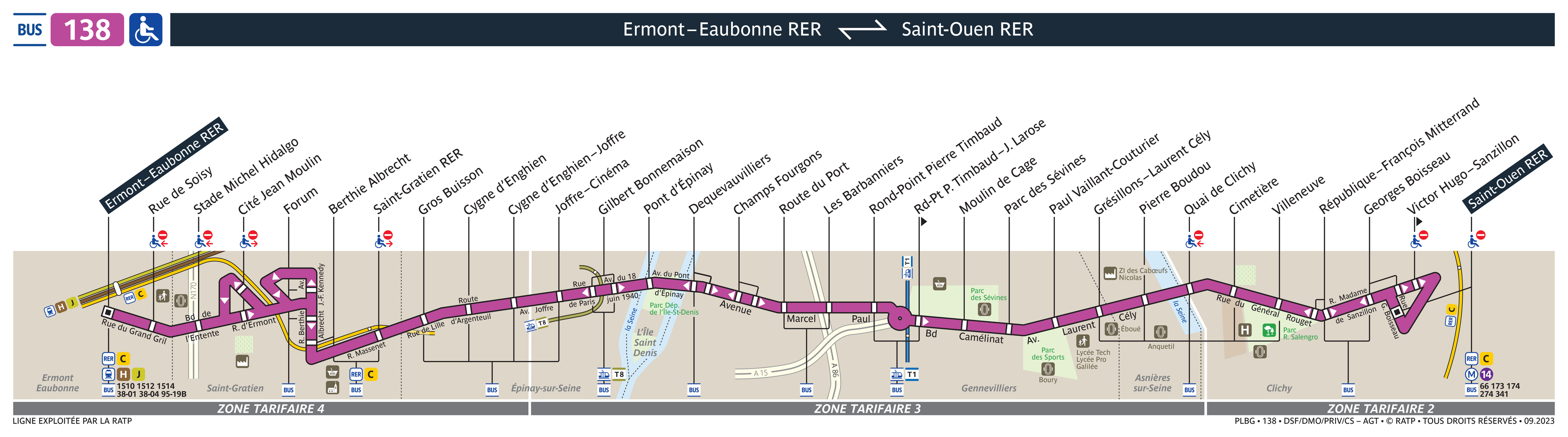 Tracé de la ligne de Bus 138