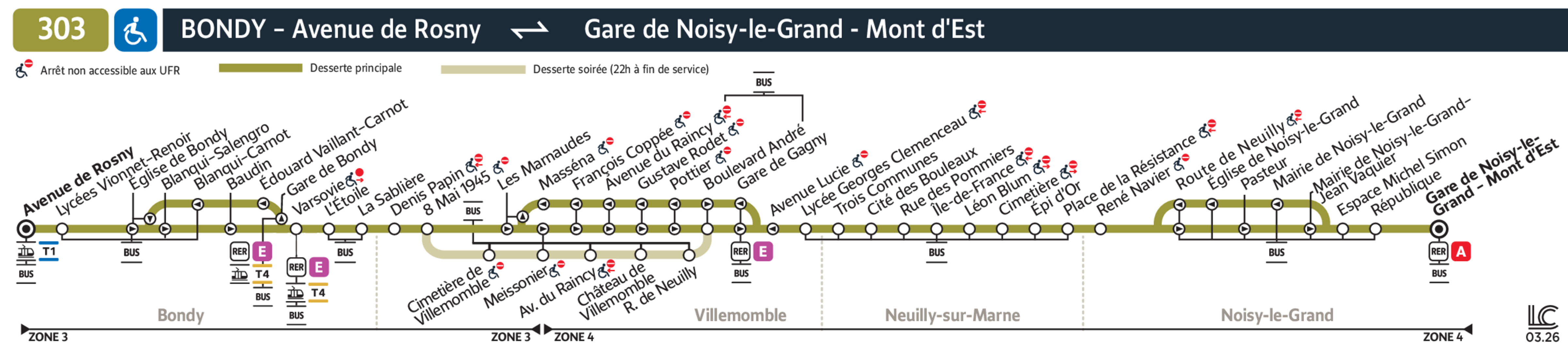 Bus ligne 303 : plan, arrêts et horaires en temps réel
