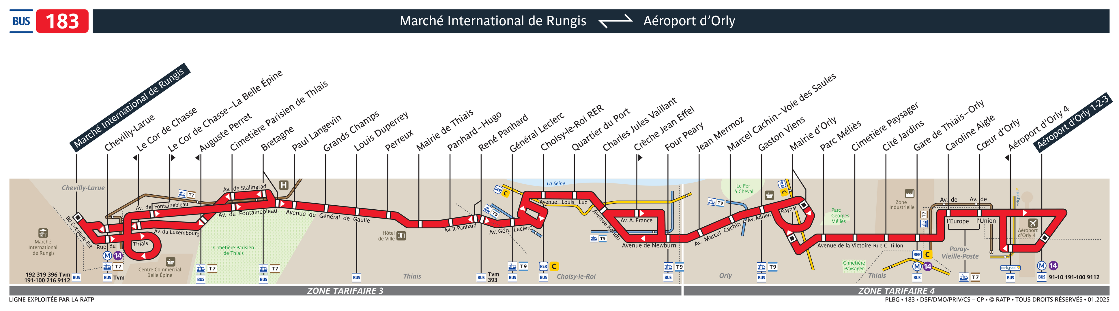 Bus ligne 183 : plan, arrêts et horaires en temps réel