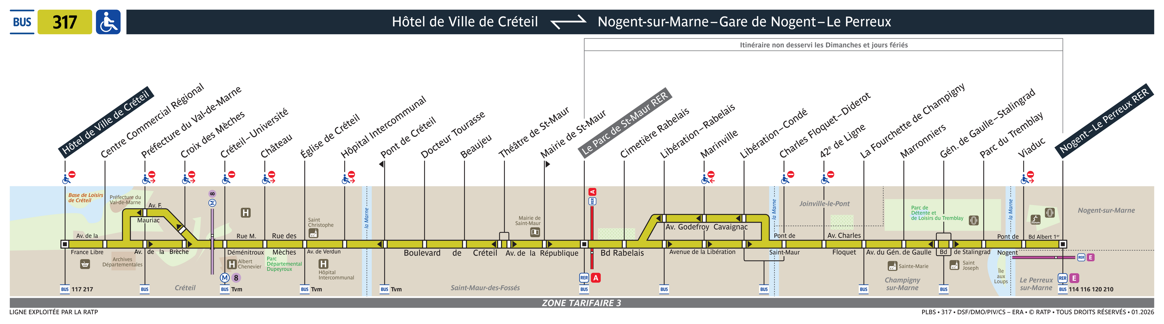 Tracé de la ligne de Bus 317