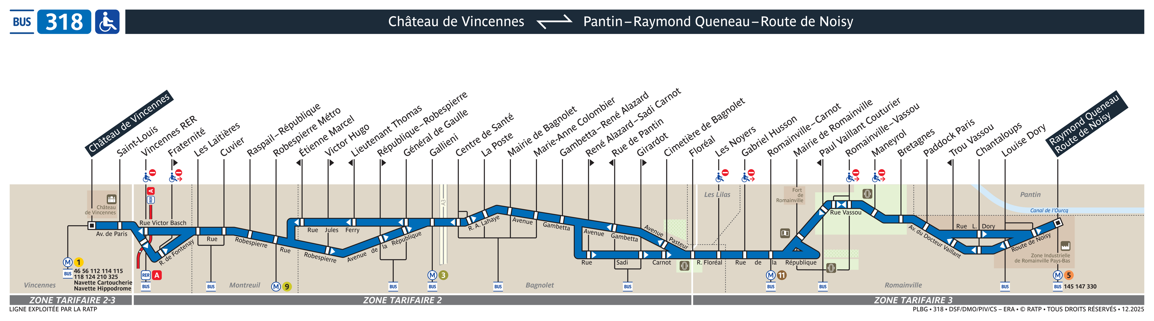 Bus Ligne 318 : plan, arrêts et horaires en temps réel | Bonjour RATP