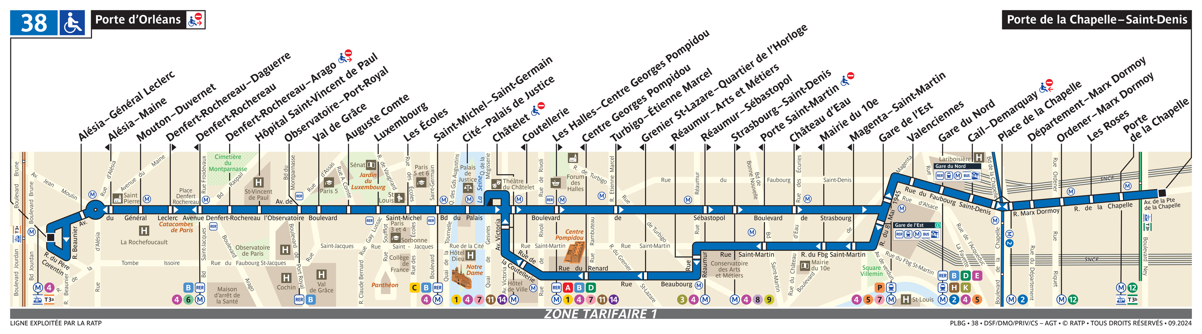 Bus Line 38: map, stops, and real-time schedules | Bonjour RATP