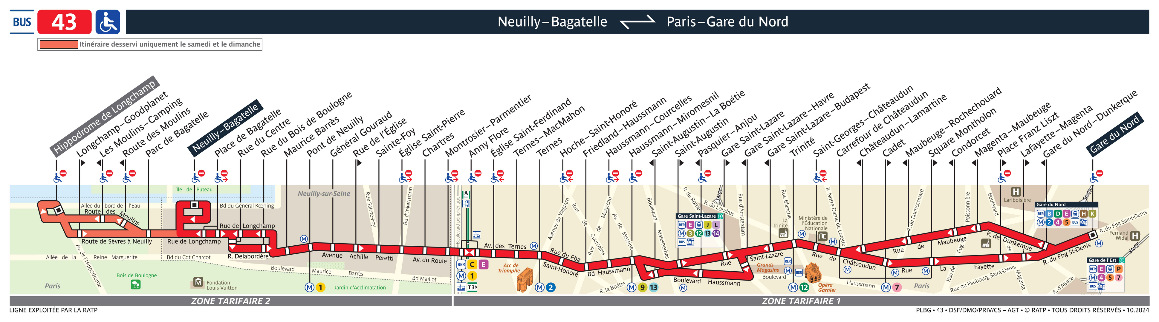 Bus ligne 43 : plan, arrêts et horaires en temps réel