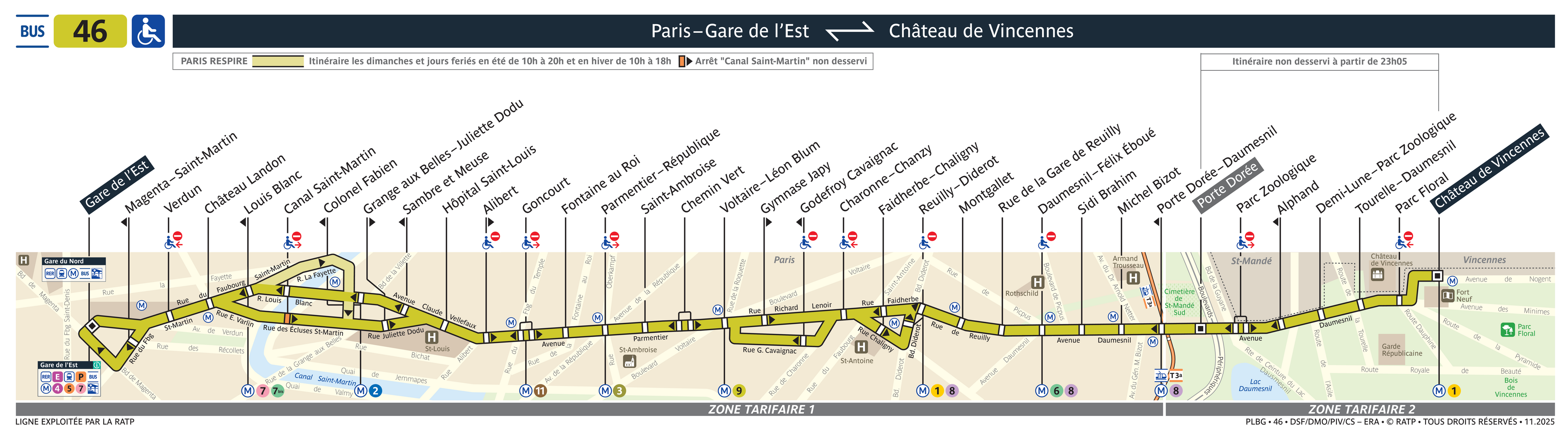 Tracé de la ligne de Bus 46