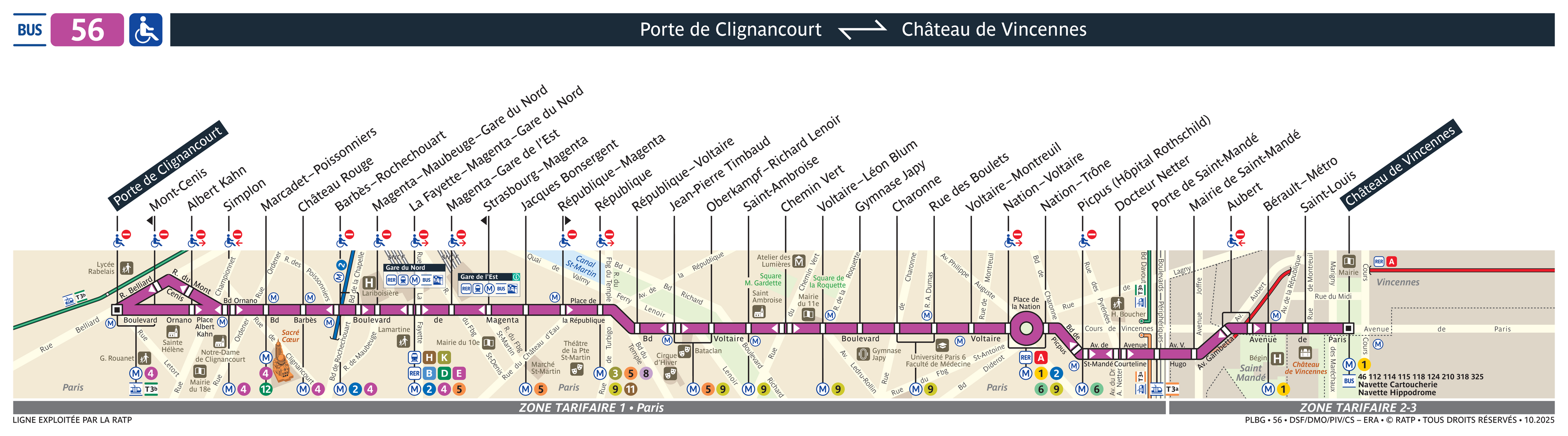 Tracé de la ligne de Bus 56