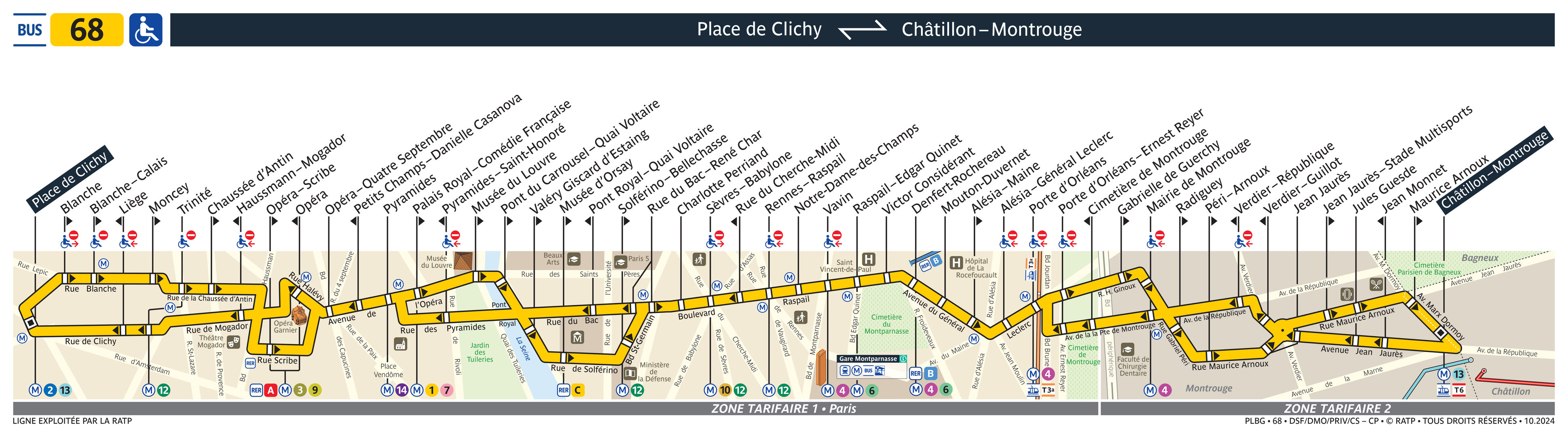 Bus Ligne 68 : plan, arrêts et horaires en temps réel | Bonjour RATP