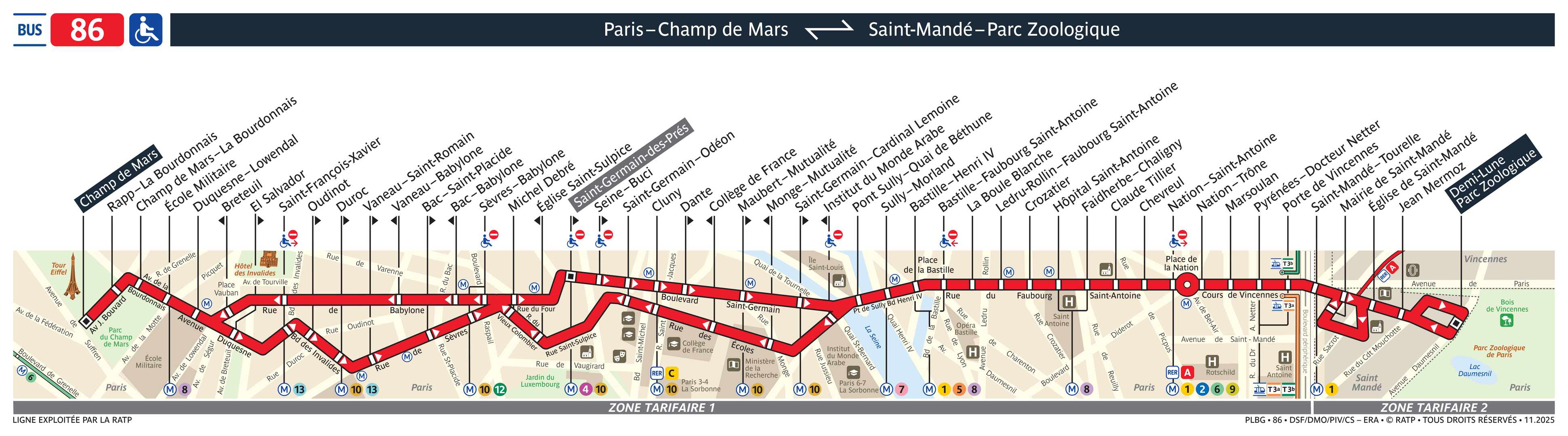 Bus Ligne 86 : plan, arrêts et horaires en temps réel | Bonjour RATP