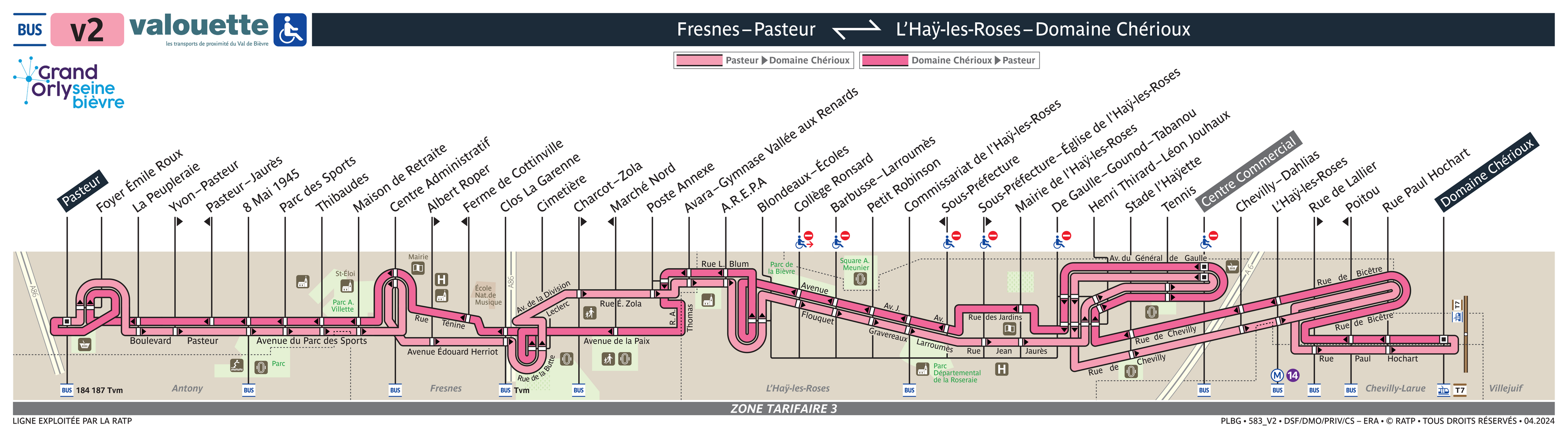 Bus Line V2: map, stops, and real-time schedules | Bonjour RATP