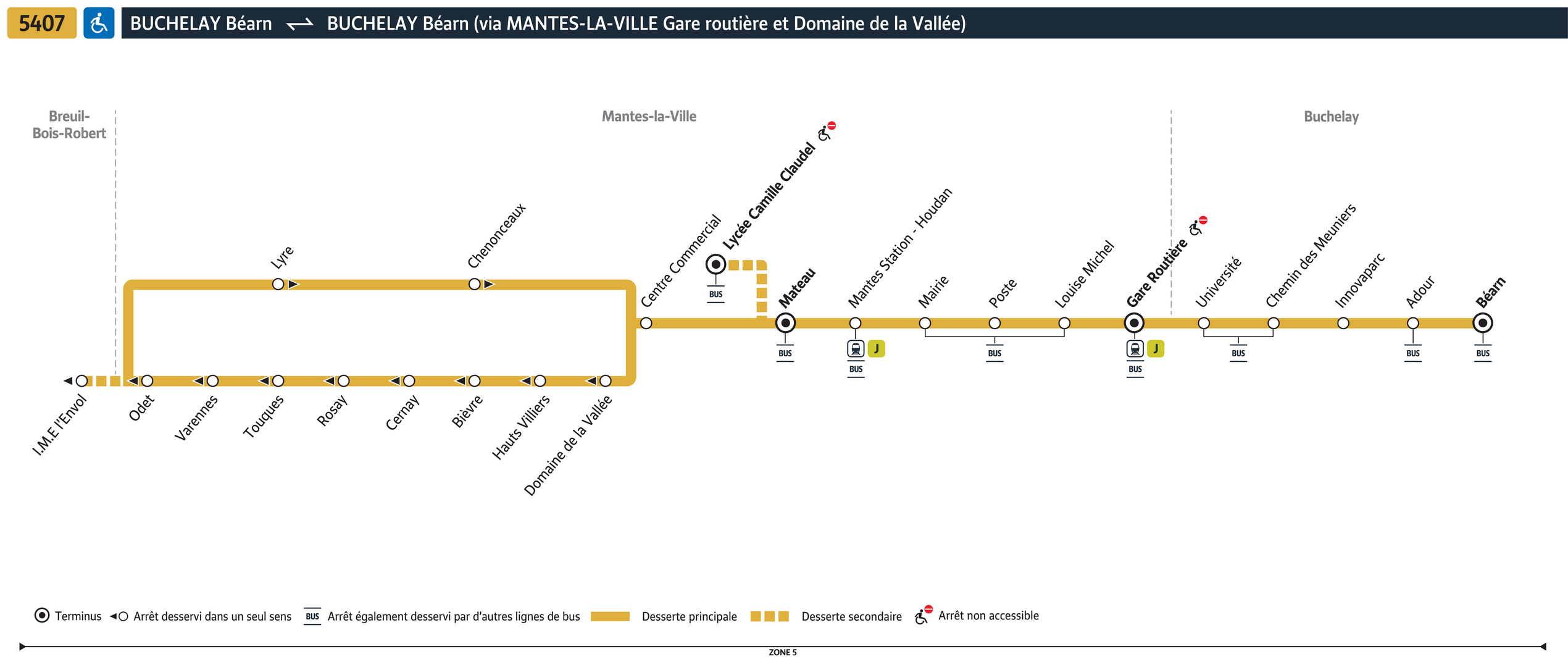 Bus Ligne 5407 : plan, arrêts et horaires en temps réel | Bonjour RATP