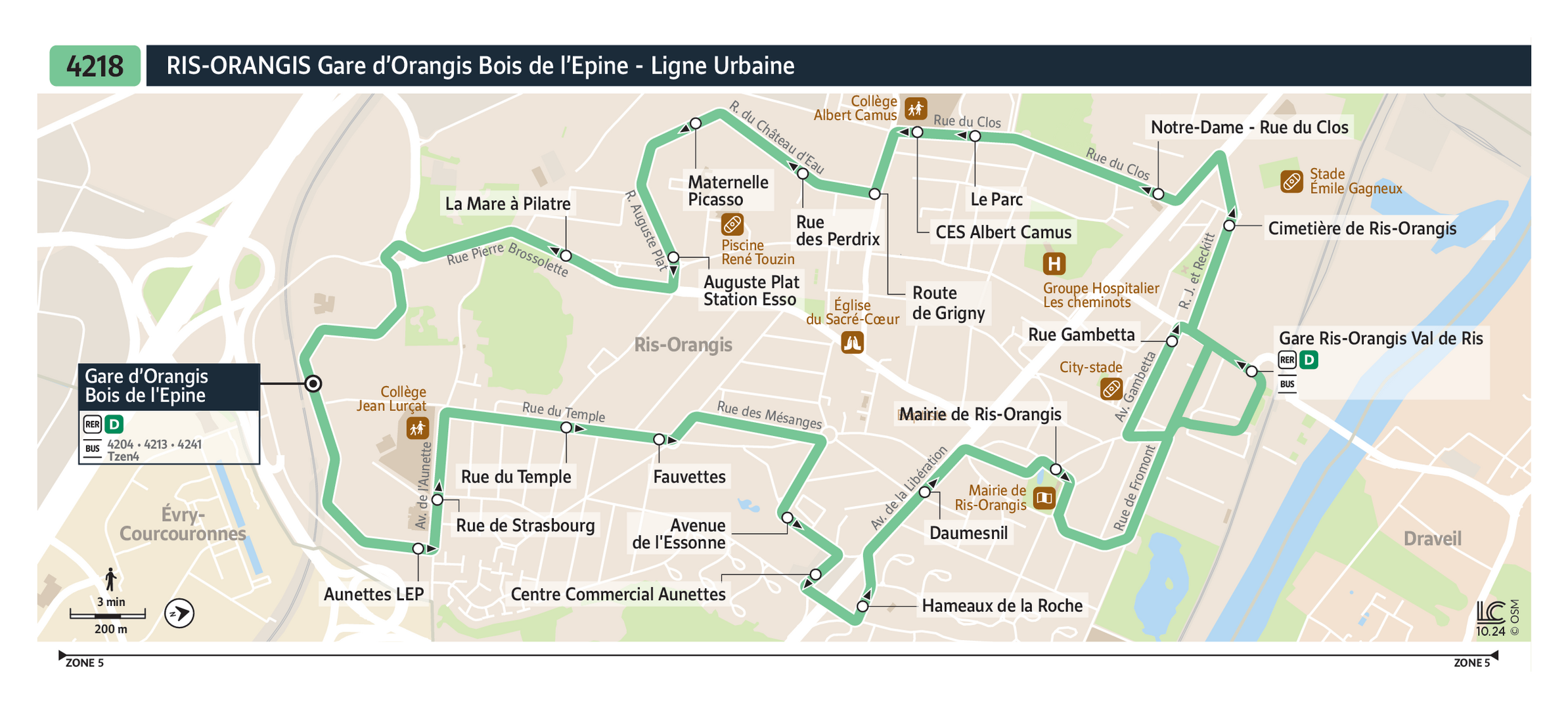 Bus Ligne 4218 : plan, arrêts et horaires en temps réel | Bonjour RATP