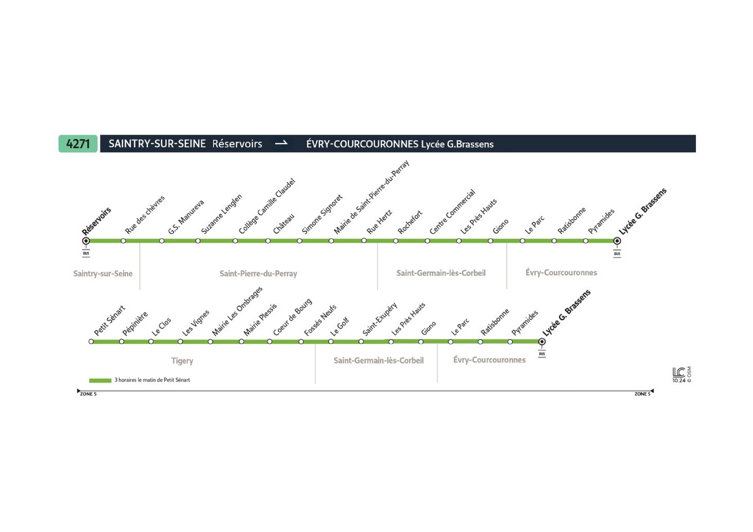 Bus Line 4271: map, stops, and real-time schedules | Bonjour RATP