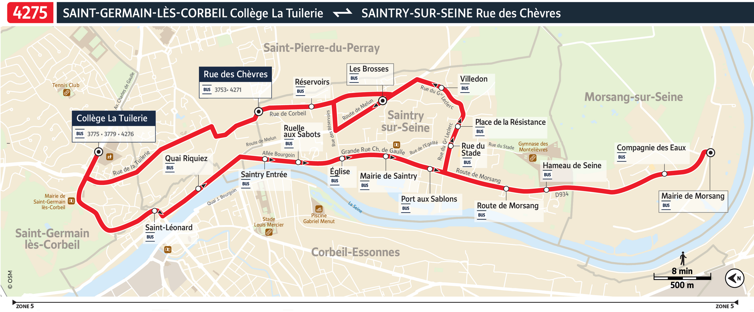 Bus Ligne 4275 : plan, arrêts et horaires en temps réel | Bonjour RATP