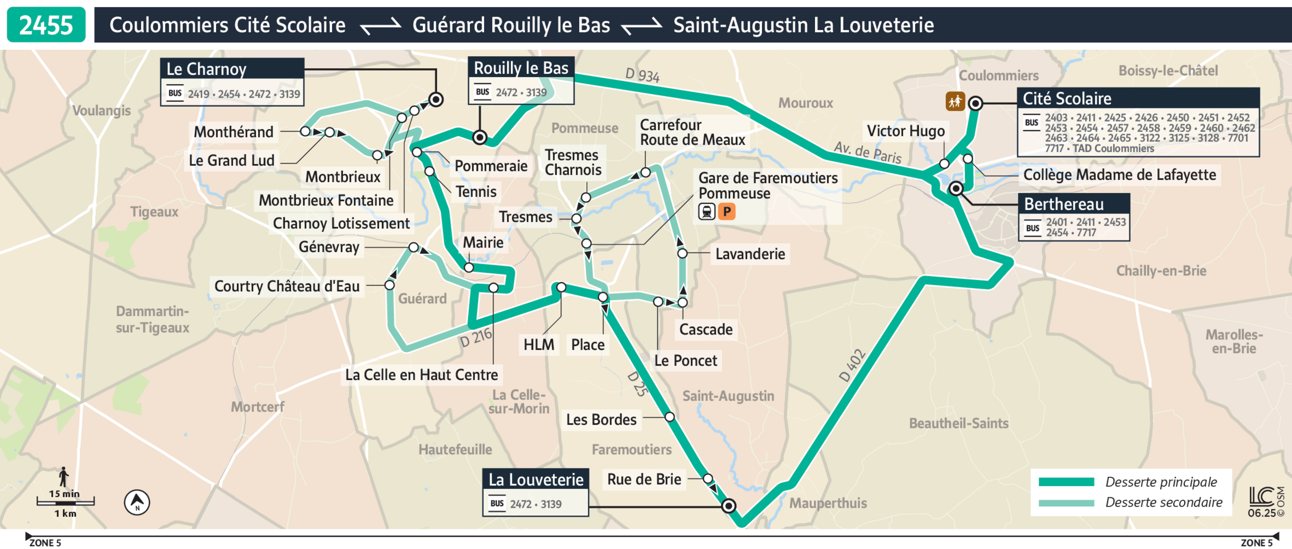 Bus Ligne 2455 : plan, arrêts et horaires en temps réel | Bonjour RATP
