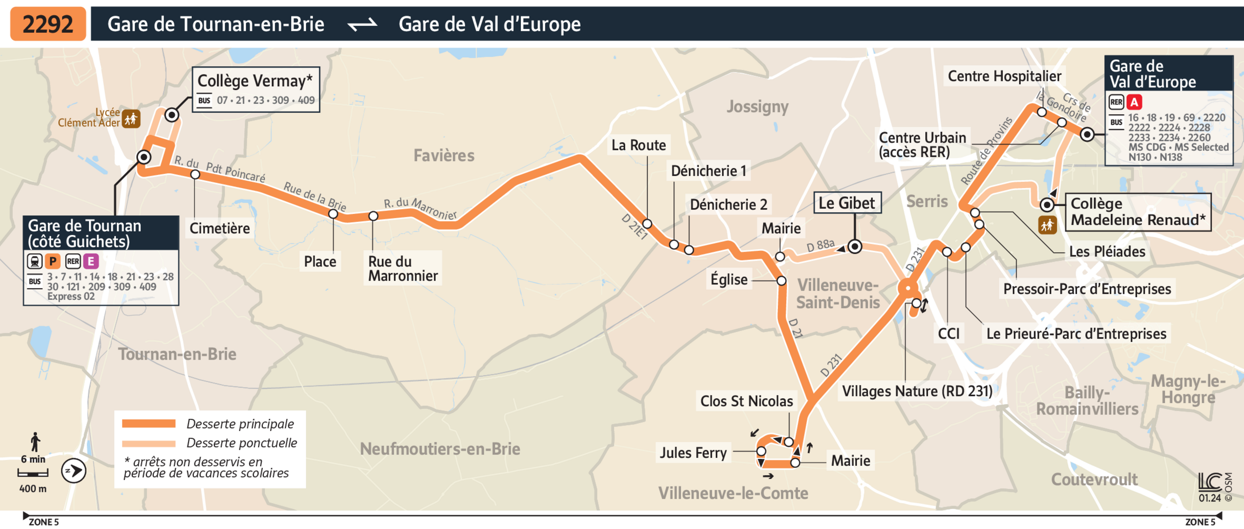 Bus Line 2292: map, stops, and real-time schedules | Bonjour RATP