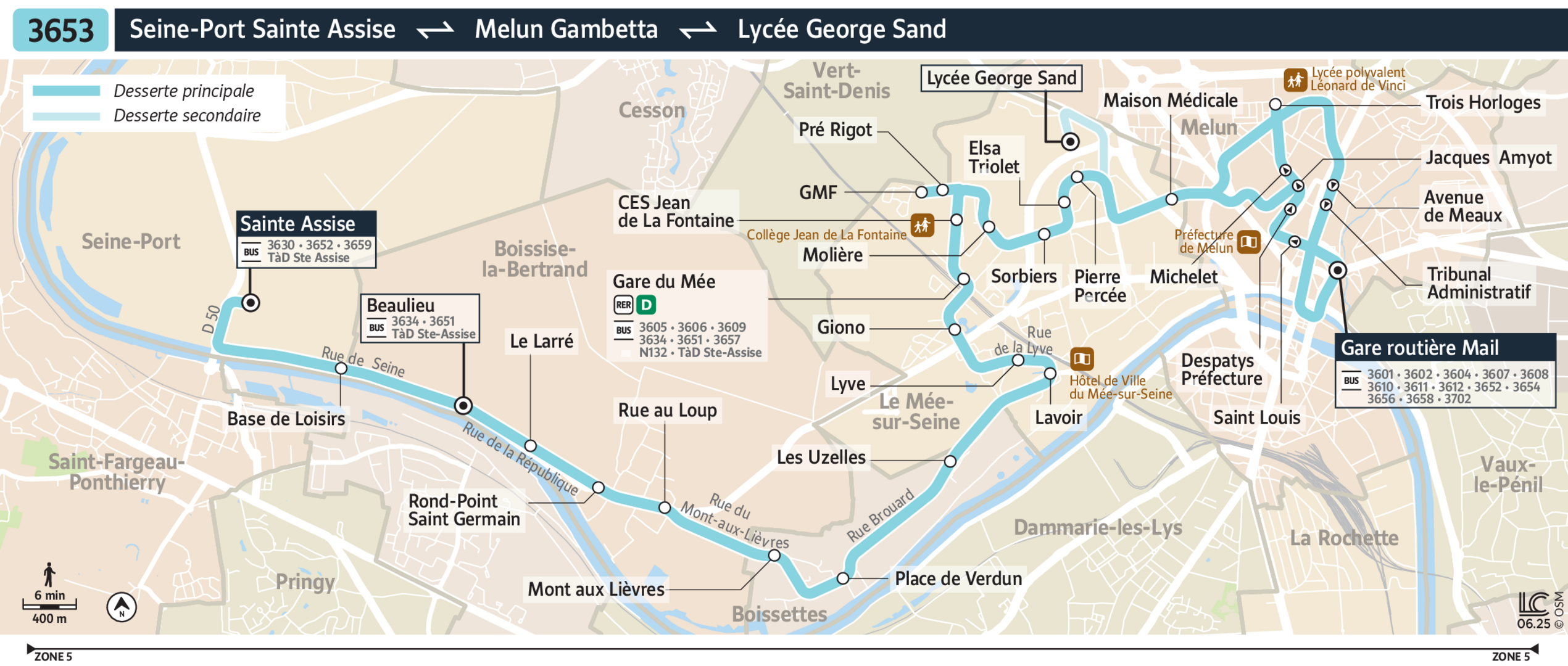 Bus Line 3653: map, stops, and real-time schedules | Bonjour RATP