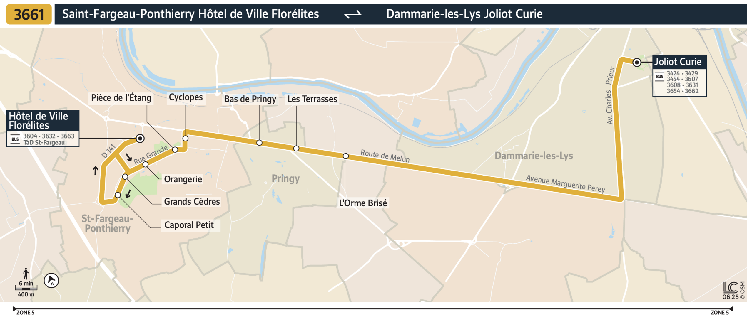 Bus Line 3661: map, stops, and real-time schedules | Bonjour RATP