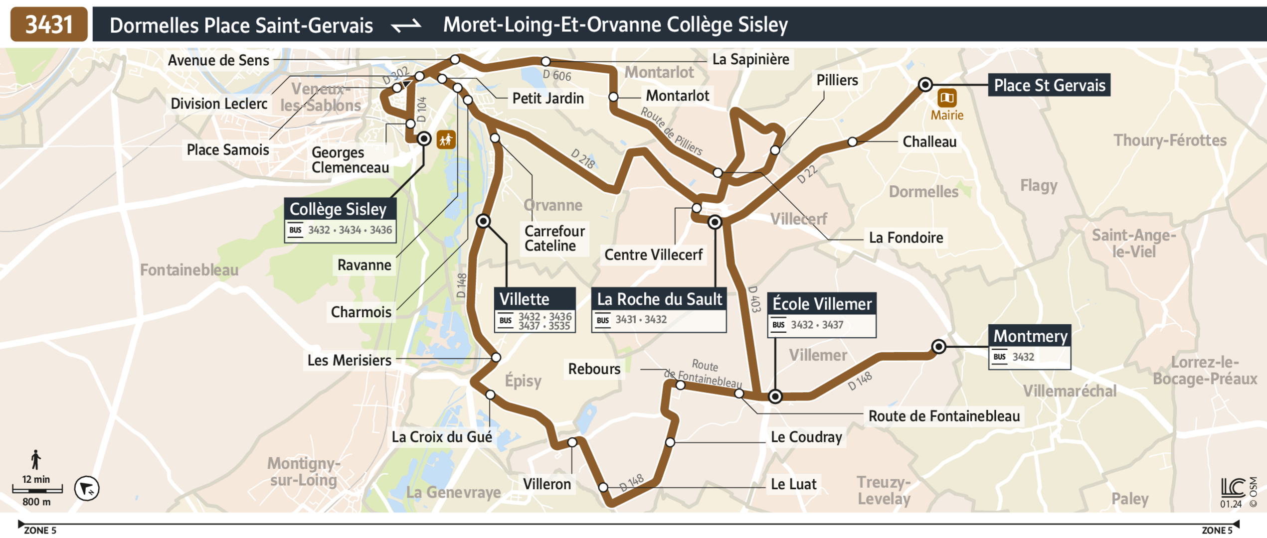 Bus Line 3431: map, stops, and real-time schedules | Bonjour RATP