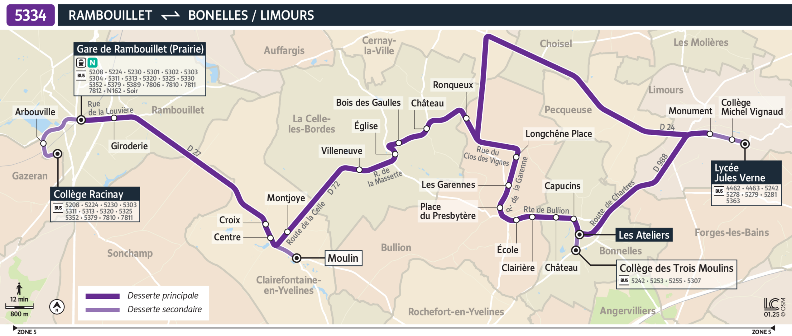 Tracé de la ligne de Bus 5334