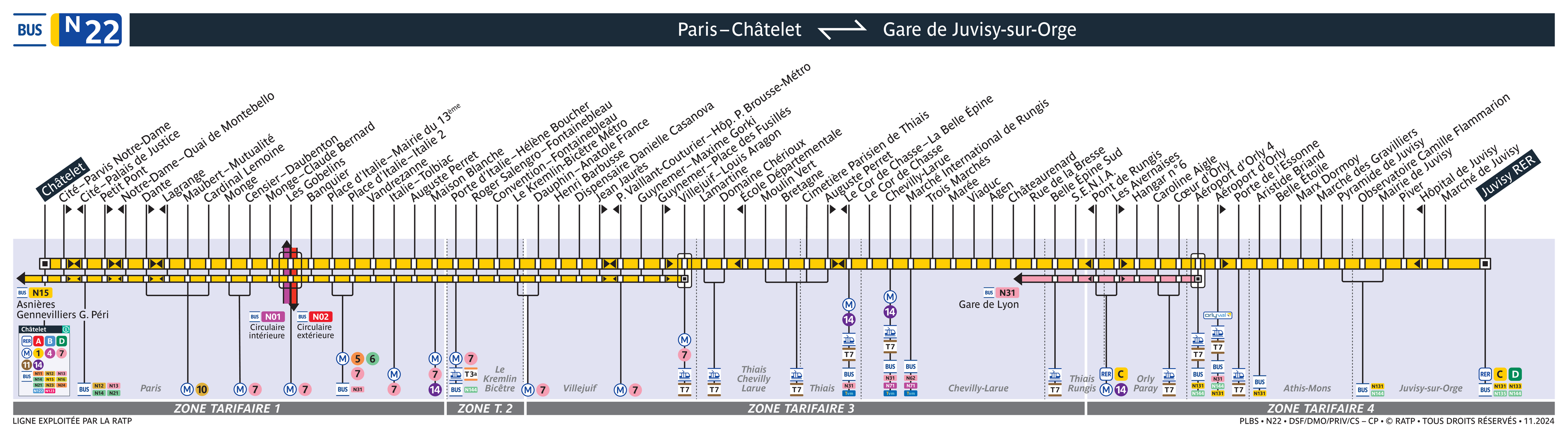 Noctilien Line n22: map, stops, and real-time schedules | Bonjour RATP