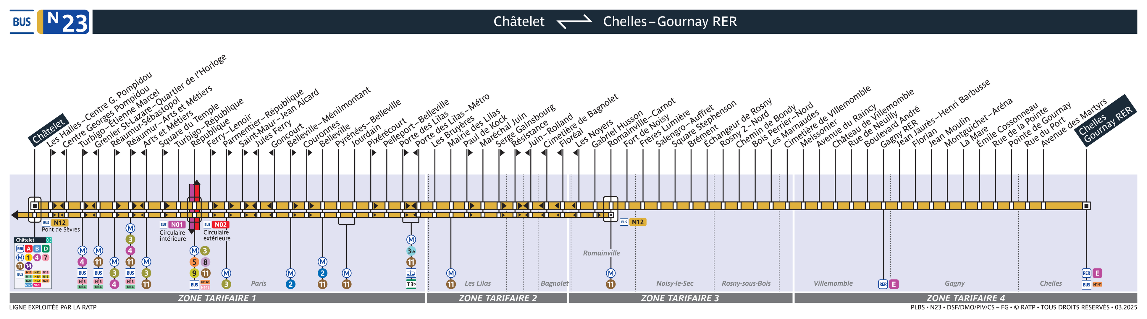 Noctilien Line n23: map, stops, and real-time schedules | Bonjour RATP