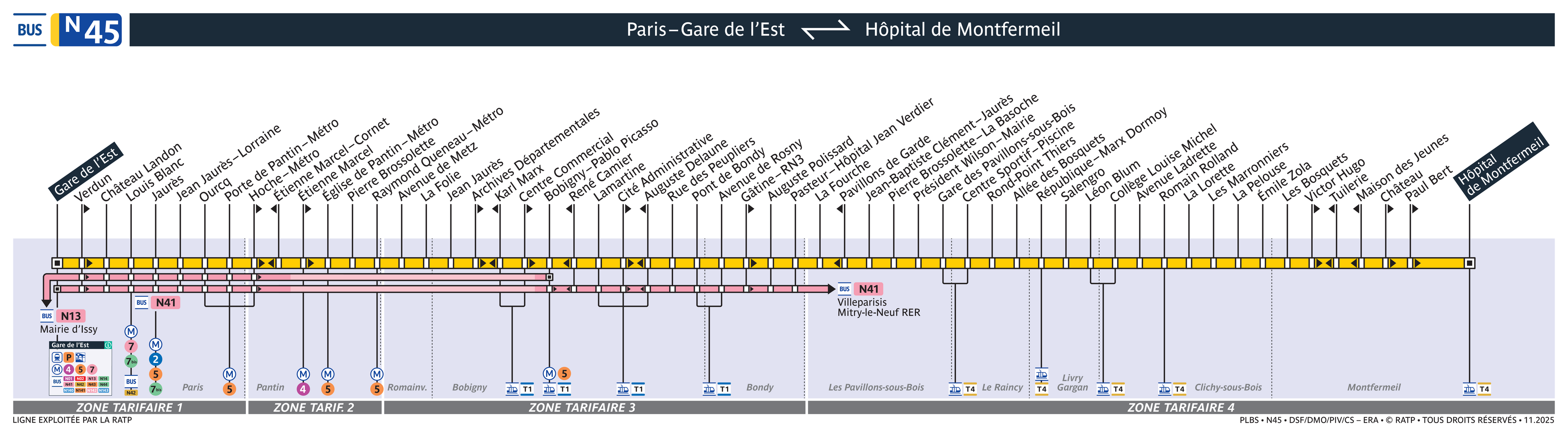 Noctilien Line n45: map, stops, and real-time schedules | Bonjour RATP
