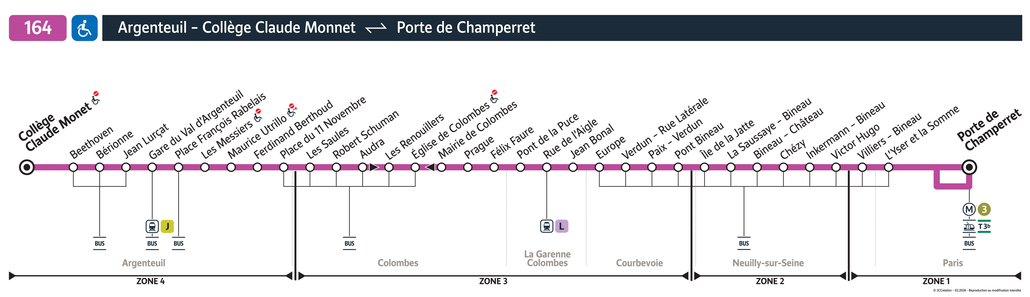 Bus Ligne 164 : plan, arrêts et horaires en temps réel | Bonjour RATP
