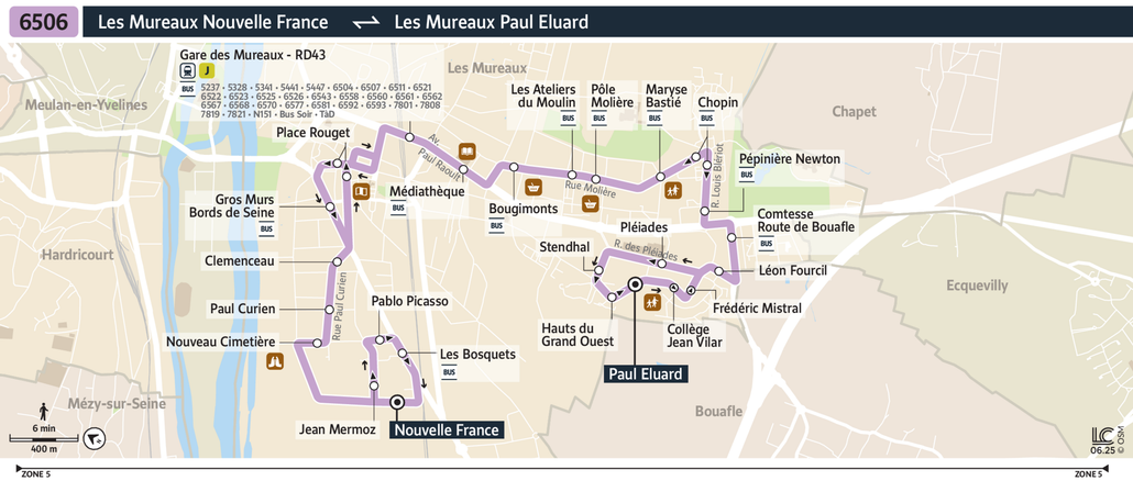 Bus Line 6506: map, stops, and real-time schedules | Bonjour RATP