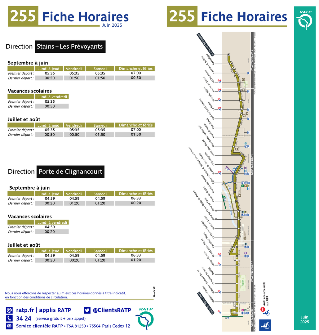 Bus ligne 255 : plan, arrêts et horaires en temps réel