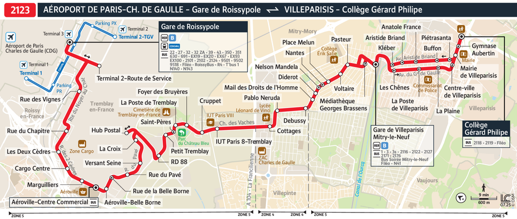 Bus Line 2123: map, stops, and real-time schedules | Bonjour RATP