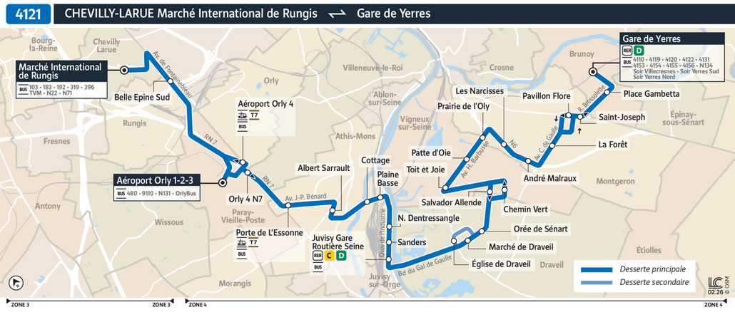 Bus ligne 4121 : plan, arrêts et horaires en temps réel