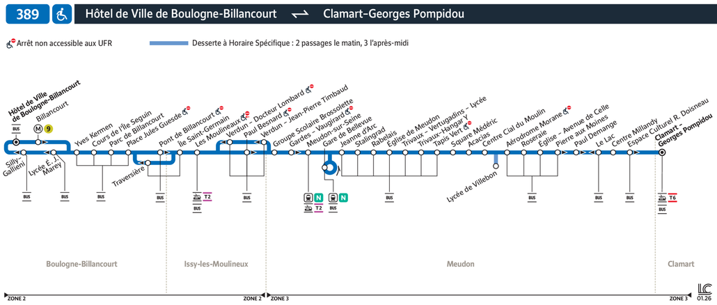 Bus Line 389: map, stops, and real-time schedules | Bonjour RATP