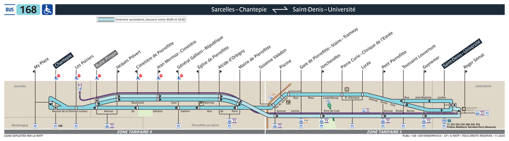 Bus Ligne 168 : plan, arrêts et horaires en temps réel | Bonjour RATP