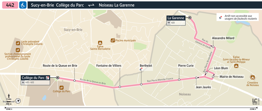 Bus Line 442: map, stops, and real-time schedules | Bonjour RATP
